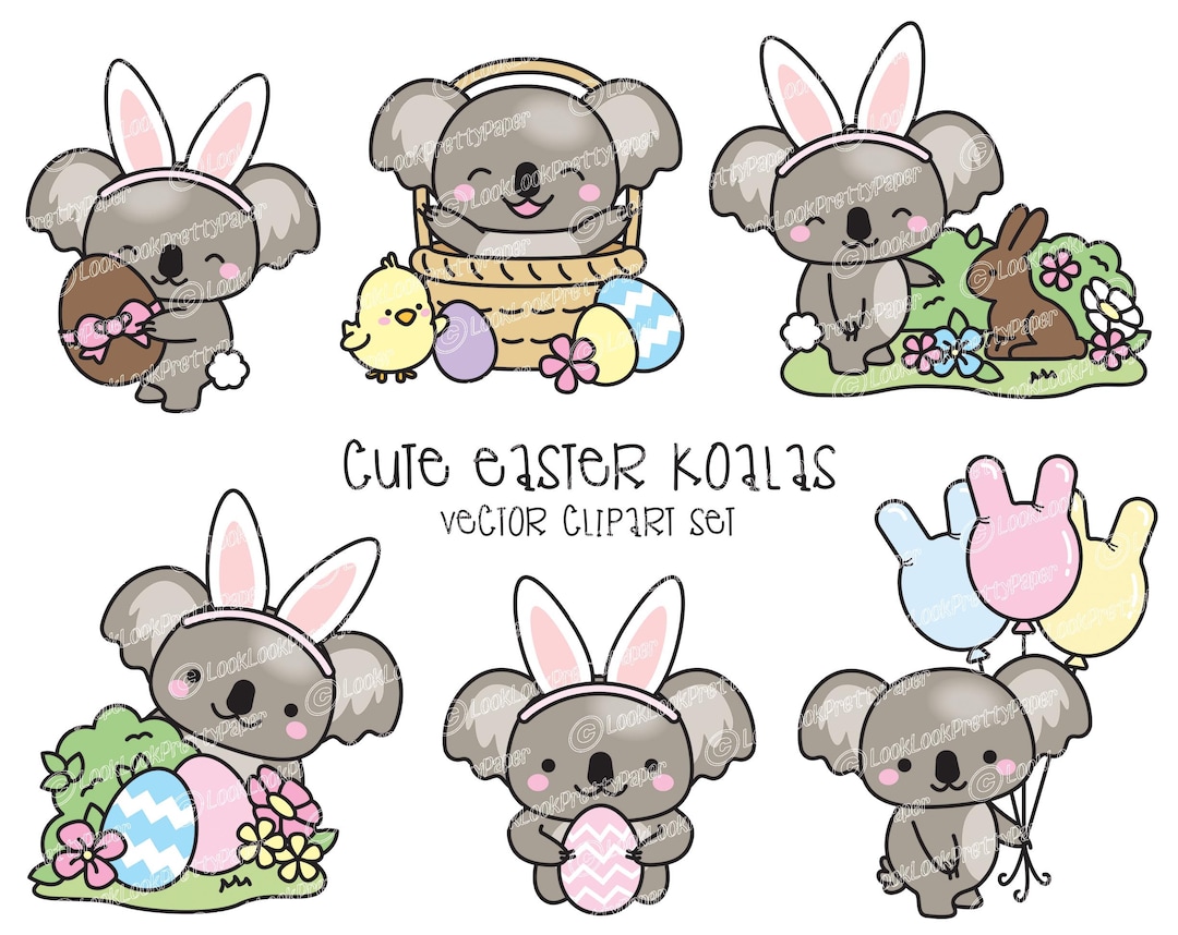 Premium Vector Clipart Kawaii Easter Koalas Cute Easter - Etsy