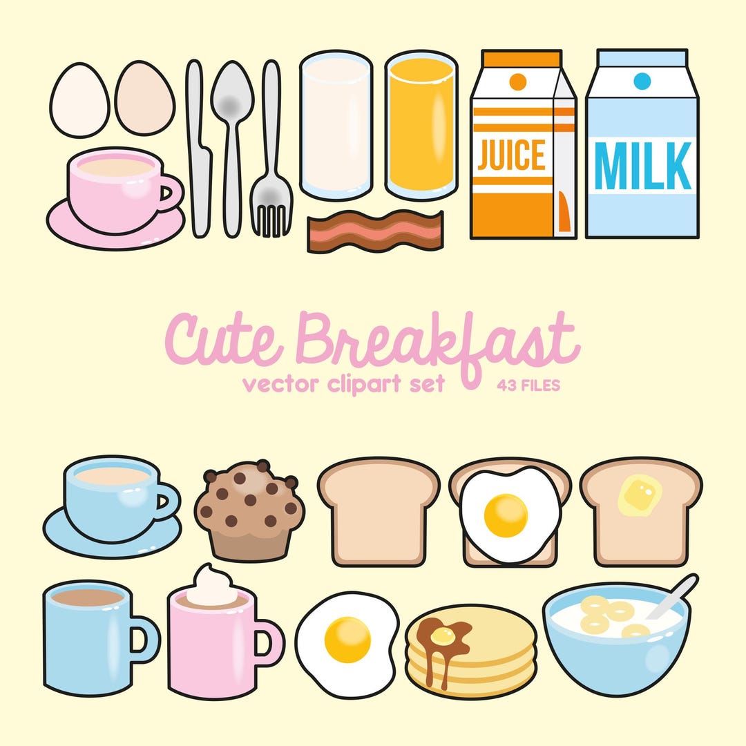 Premium Vector Clipart - Kawaii Breakfast Clipart - Kawaii Food Clip ...