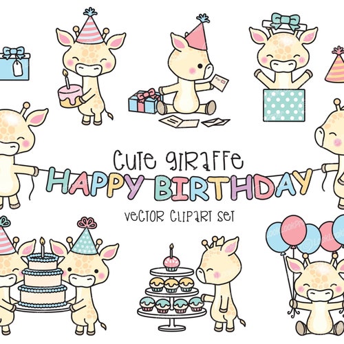 Premium Vector Clipart Kawaii Birthday Bees Cute Birthday | Etsy