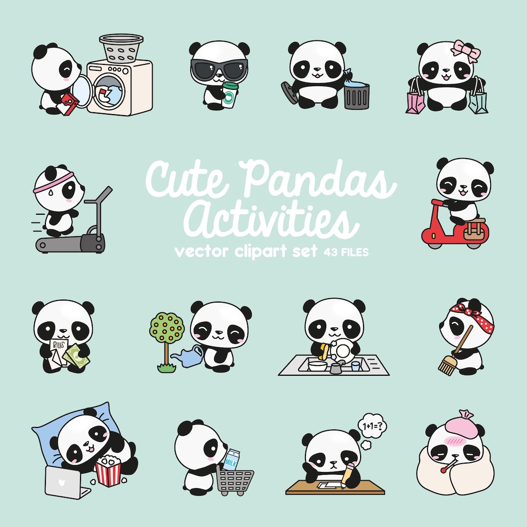 Premium Vector Clipart - Kawaii Panda - Cute Panda Planning Clipart ...