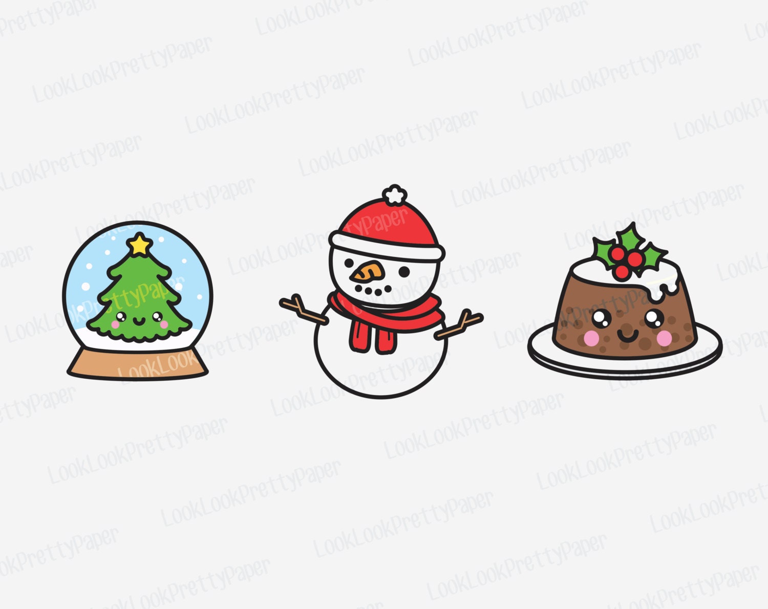 Premium Vector Clipart Kawaii Christmas Another Cute | Etsy