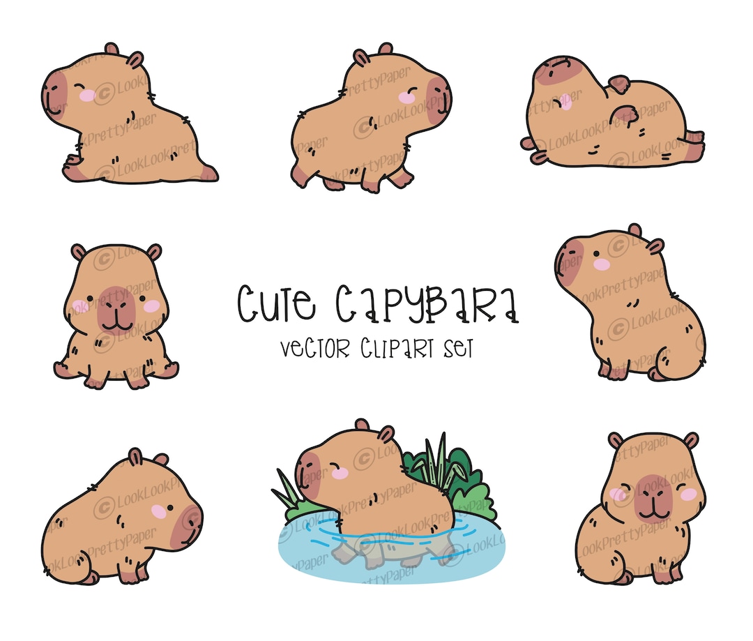 Premium Vector Clipart Kawaii Capybara Cute Capybara Clipart Instant ...