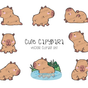 Premium Vector Clipart Kawaii Capybara Cute Capybara Clipart Instant ...