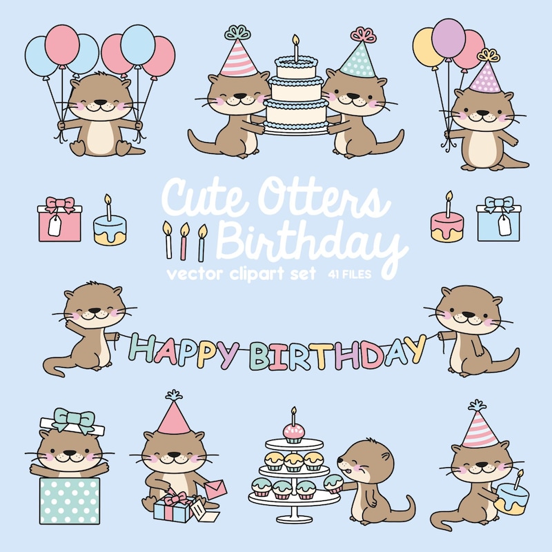 Kawaii Otter Clipart - Etsy