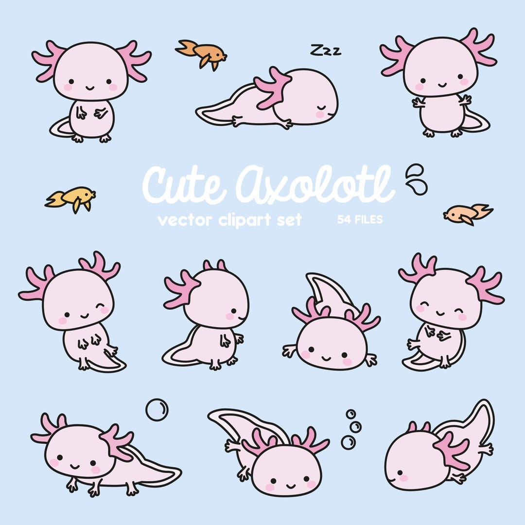 Premium Vector Clipart - Kawaii Axolotls - Cute Axolotl Clipart Set ...