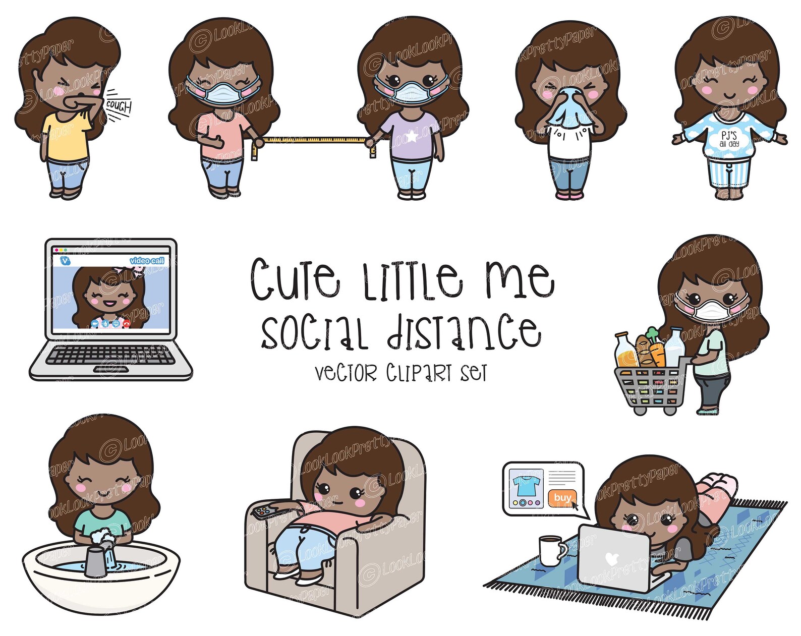 Premium Vector Clipart Kawaii Girl Cute Little Me Social - Etsy