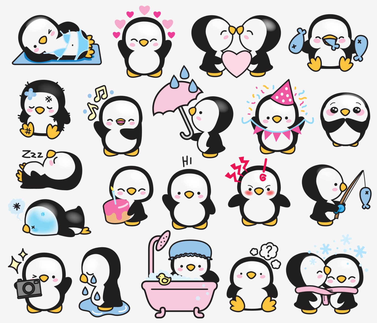 Premium Vector Clipart Kawaii Pearl the Penguin Cute | Etsy