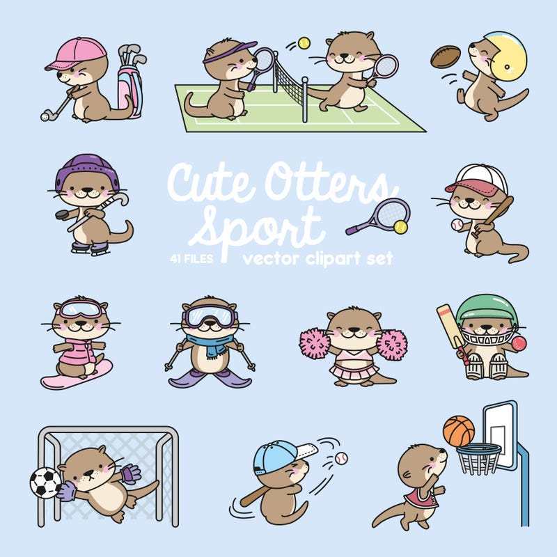 Cute Kawaii Sport Clipart - Etsy