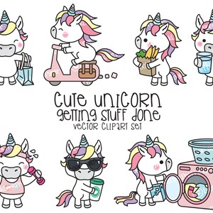 Premium Vector Clipart Kawaii Unicorn Cute Unicorn - Etsy