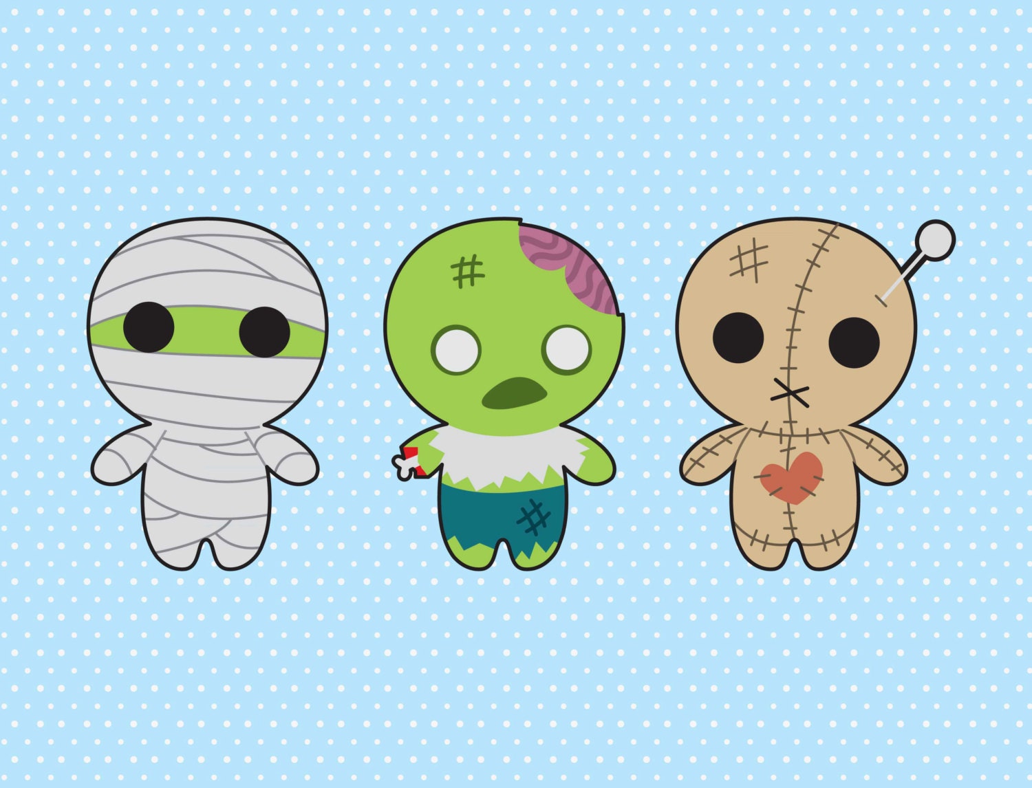 Premium Vector Clipart Kawaii Spooky Halloween Halloween - Etsy