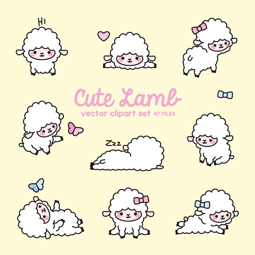 Premium Vector Clipart - Kawaii Lambs - Cute Lamb Clipart Set - High ...
