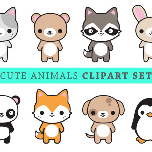 Premium Vector Clipart Kawaii Bunny Cute Bunny Clipart Set - Etsy