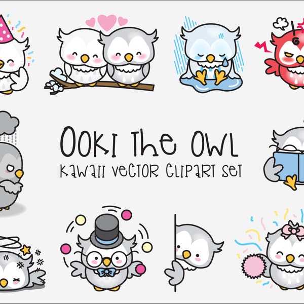 Cute Owl Clipart - Etsy