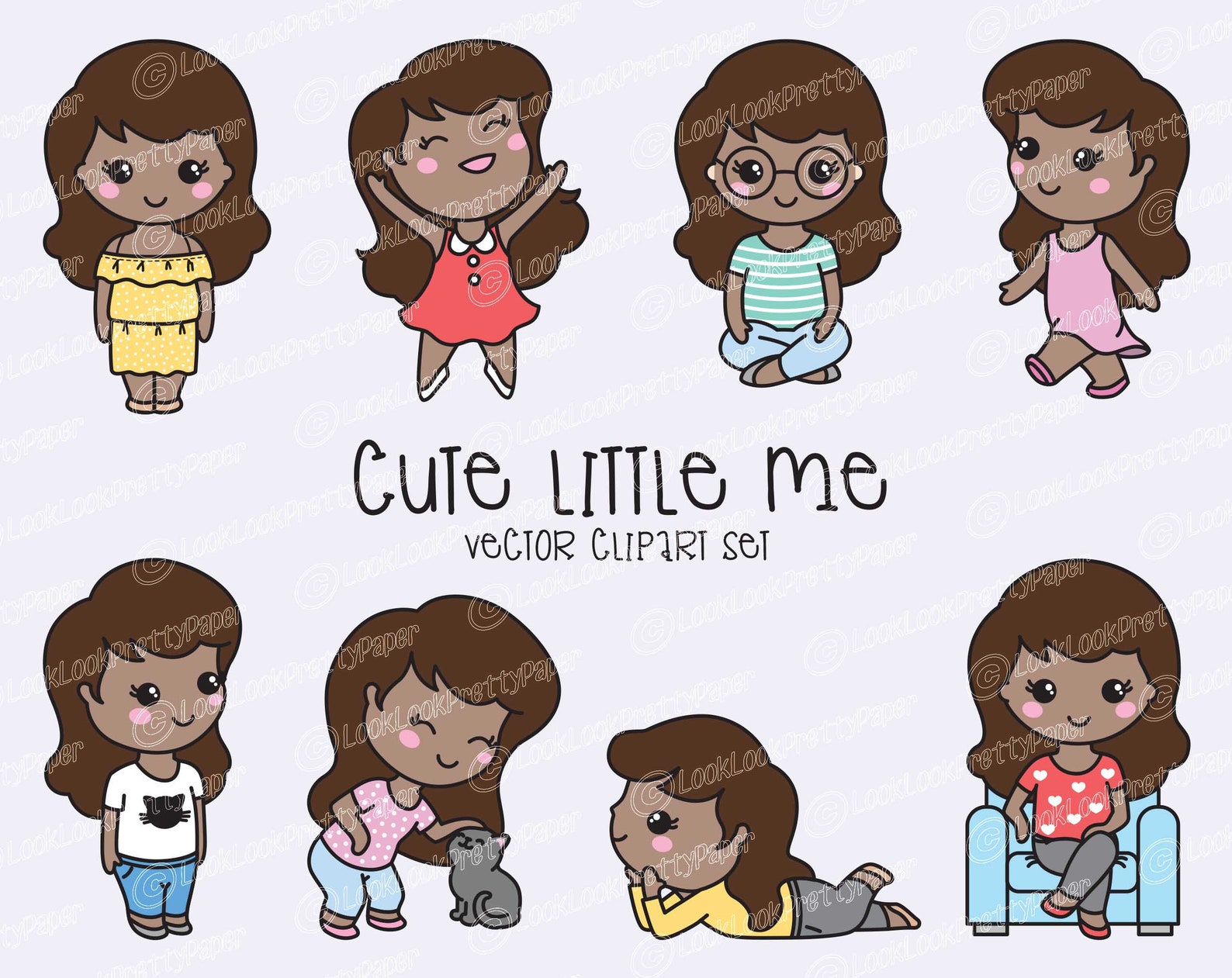 Premium Vector Clipart Cute Me Kawaii Girls Cute Girls - Etsy