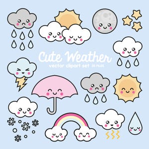 Premium Vector Clipart - Kawaii Weather Clipart - Kawaii Weather Clip ...