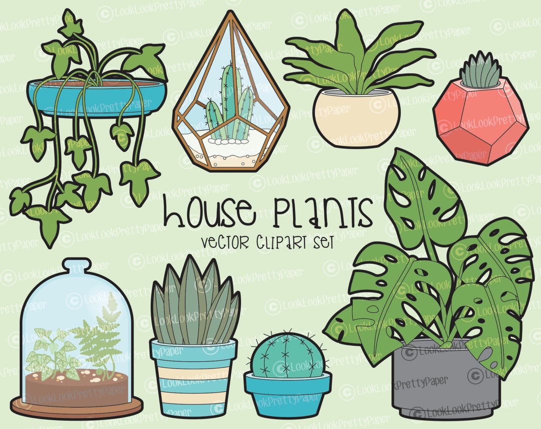 Premium Vector Clipart House Plants Clipart Kawaii Plants Clip Art Set ...
