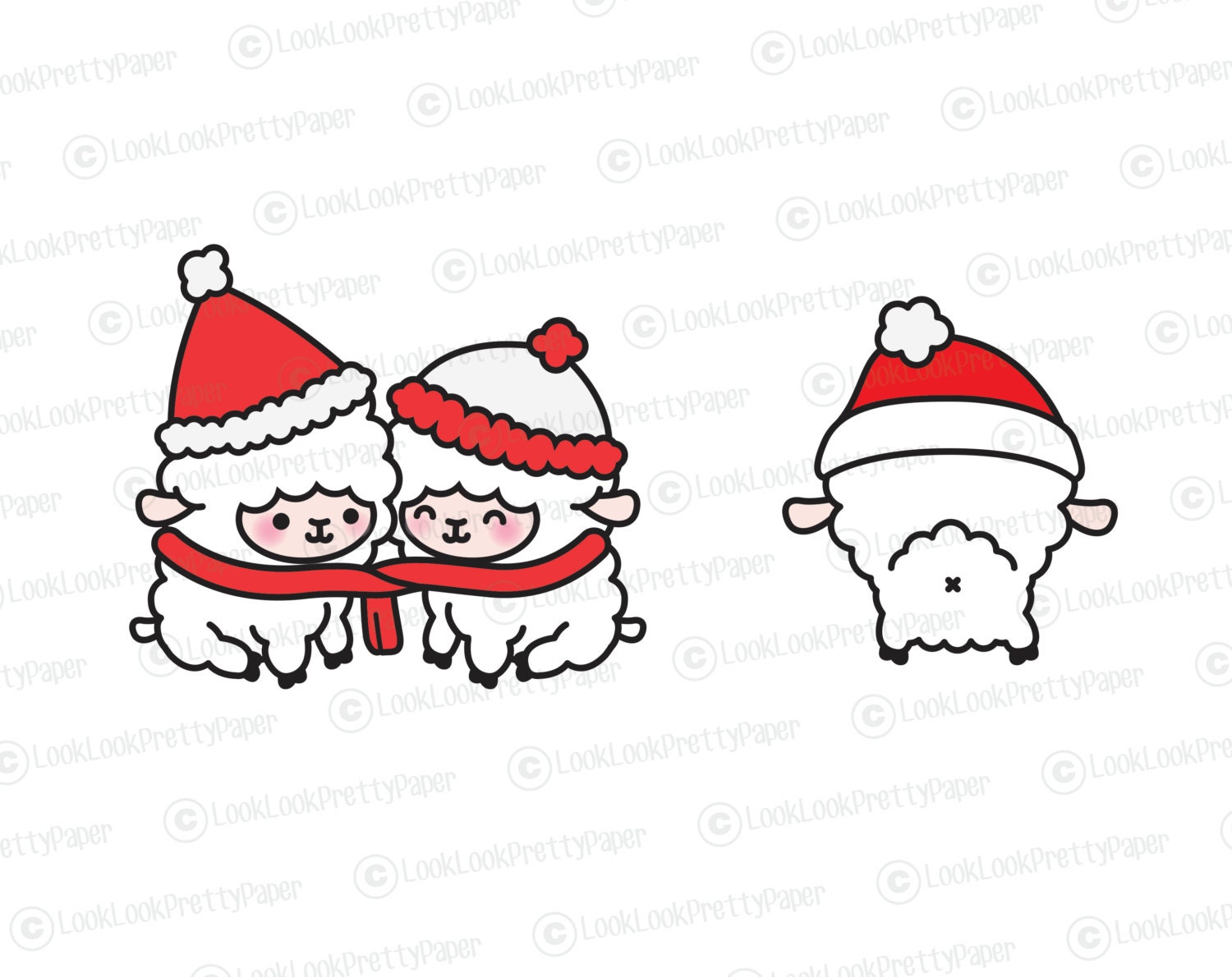 Premium Vector Clipart Kawaii Christmas Sheep Cute - Etsy Canada