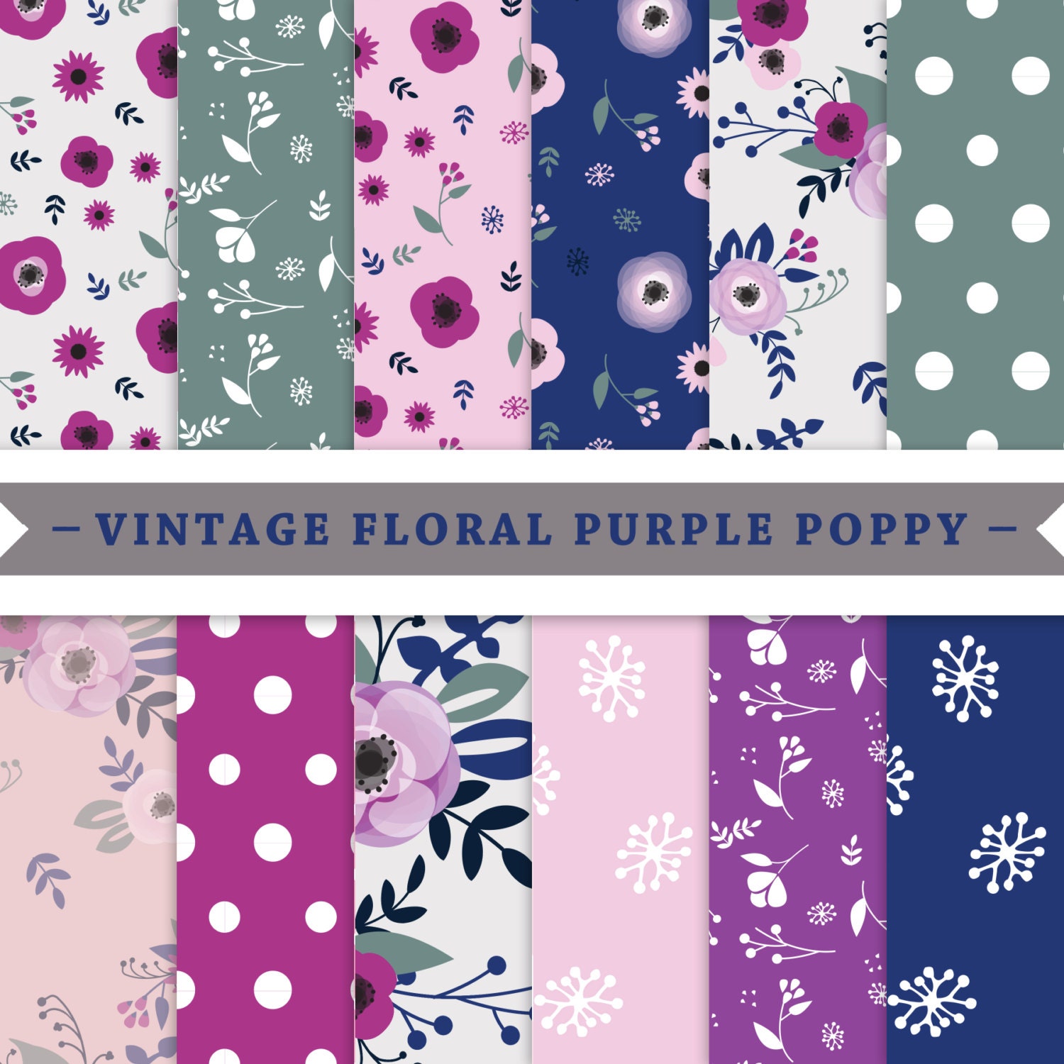 Purple Floral Scrapbook Paper