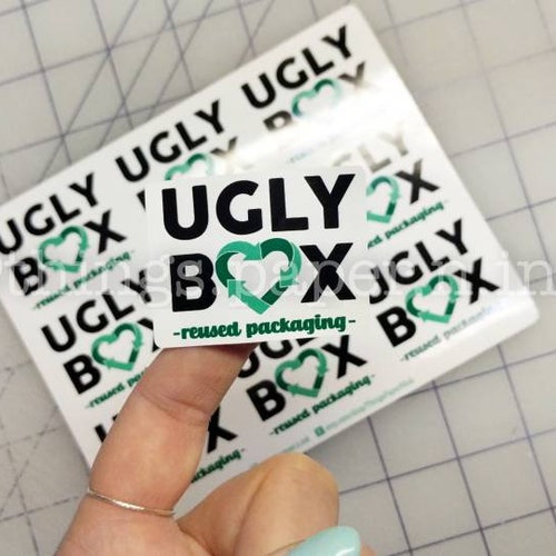 Packaging Label Ugly Box Design. Reused Box Sticker. Recycled - Etsy Canada