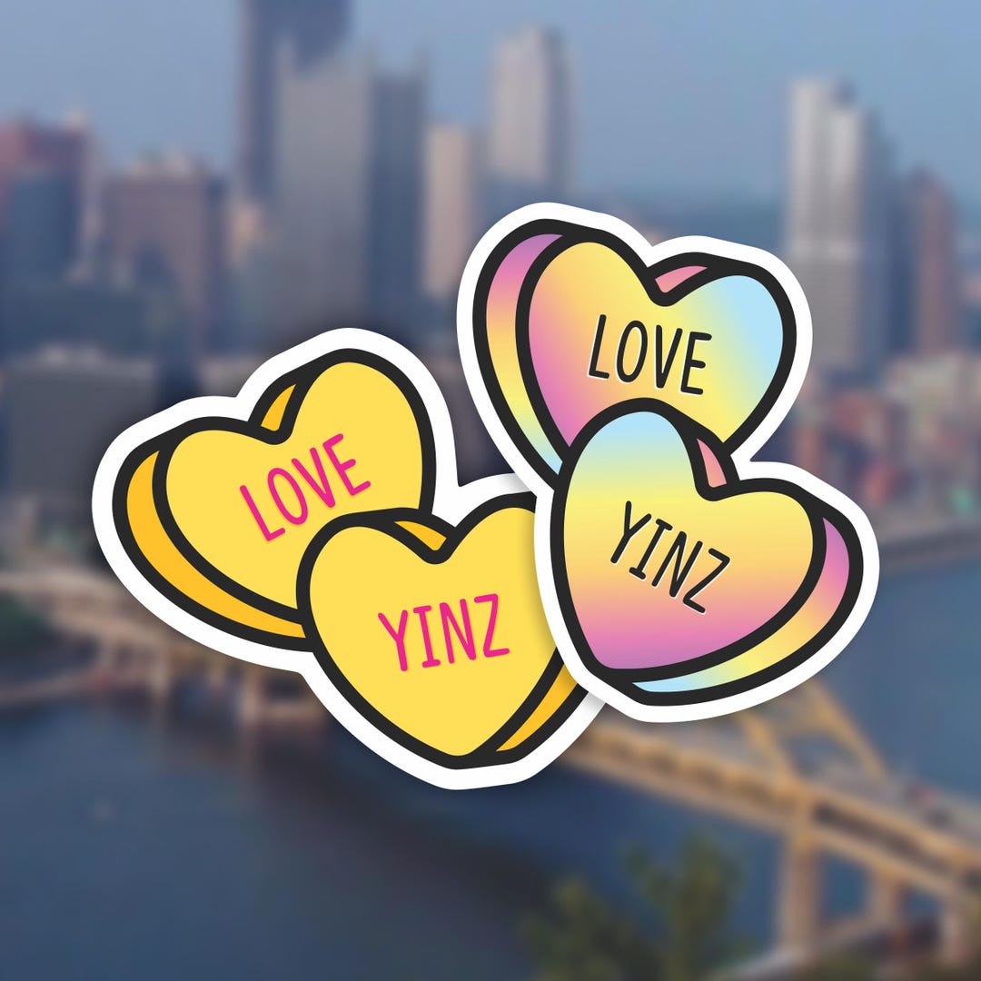 Pittsburgh Love Yinz Candy Heart Sticker - Etsy