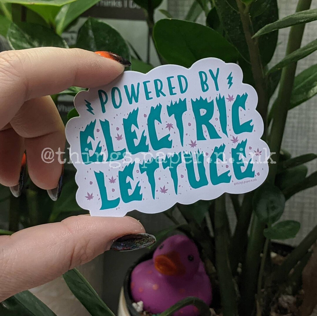Powered by Electric Lettuce Sticker - Etsy