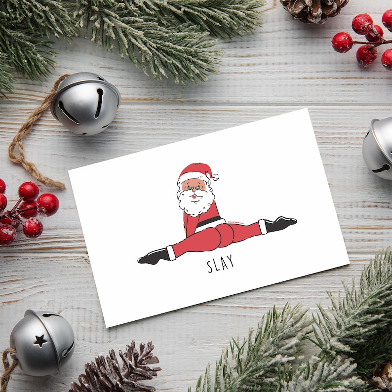 Santa Splits "slay" Funny Vintage Style Holiday Christmas Card - Etsy