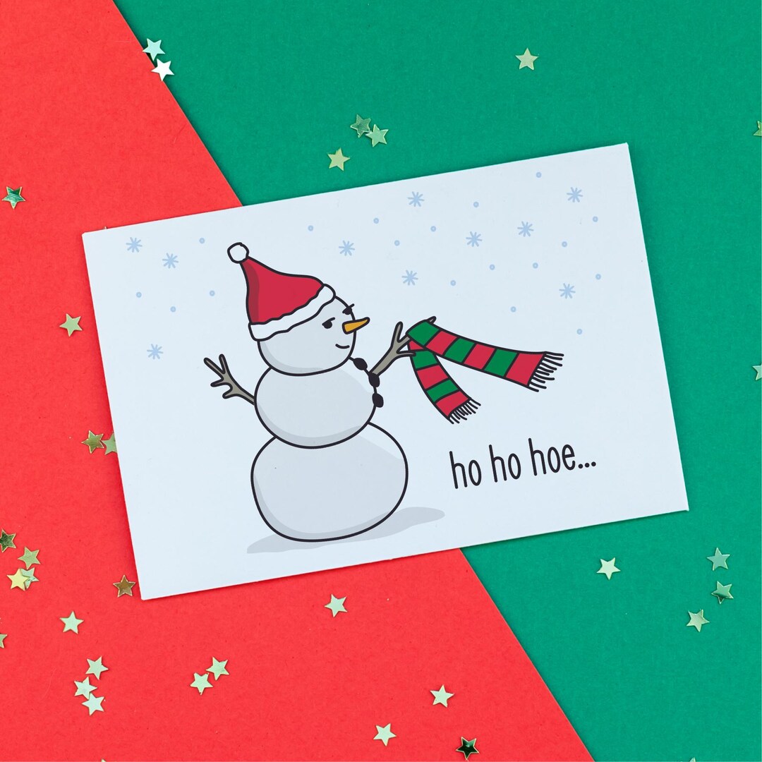 Ho Ho Hoe Funny Snowman Holiday Christmas Card - Etsy