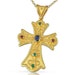 Ruby Sapphire Emerald Cross, 18K Solid Gold, Byzantine Cross, Greek ...