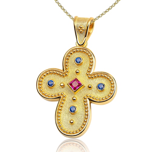 Ruby Cross Byzantine Cross Greek Cross Gold Cross Orthodox - Etsy