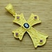 Greece Orthodox Cross, 14K Solid Gold Byzantine Cross Blue Oval ...