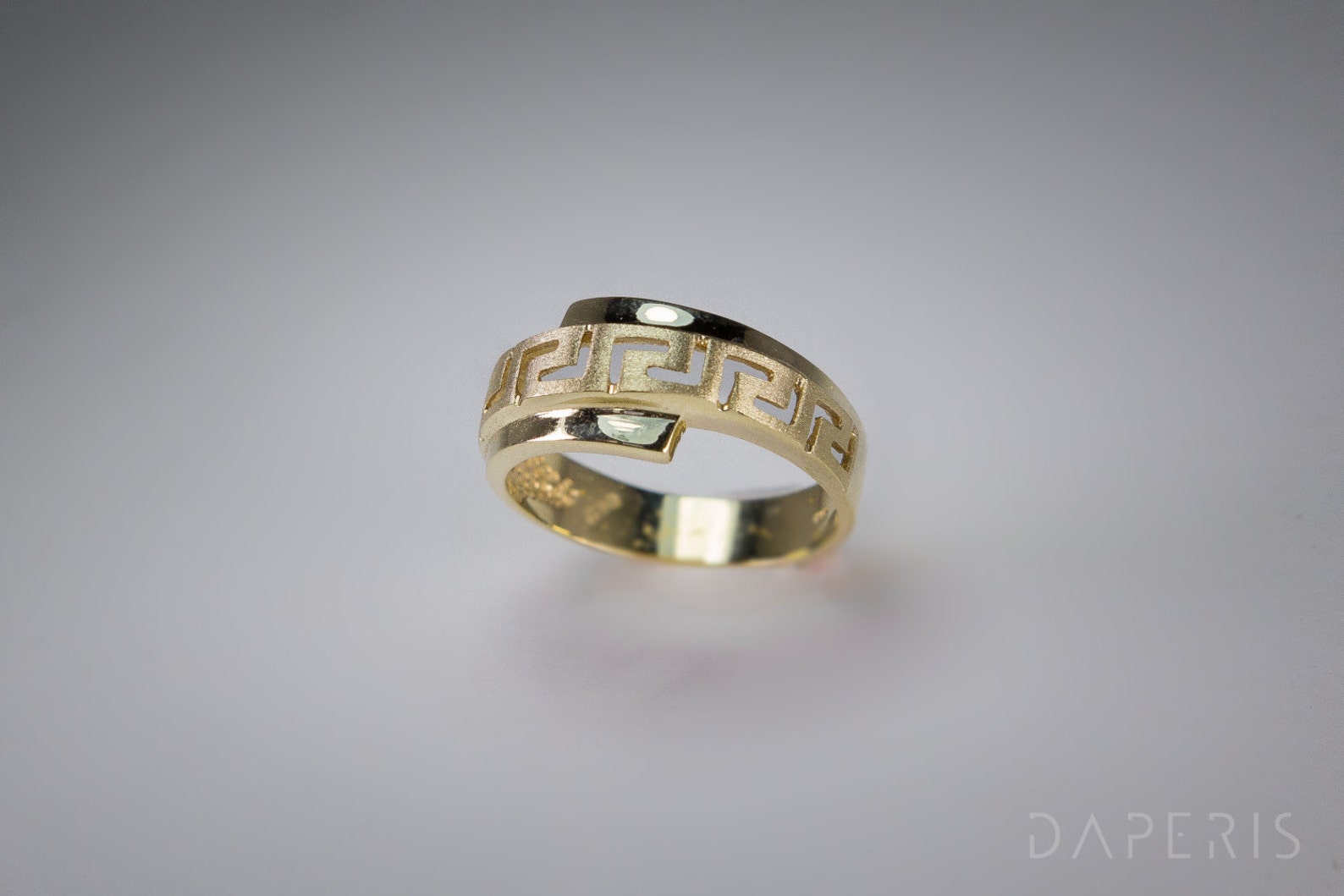 Offset Ring Greek Key Ring 14K Solid Gold Grecian Ring Greek - Etsy