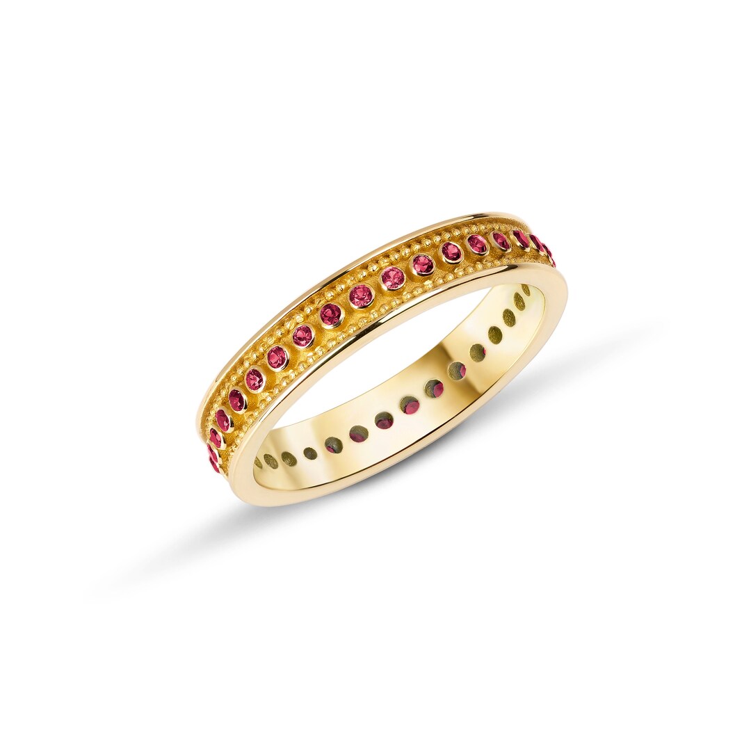 4mm Ruby Eternity Band, Ruby Pave Ring, Byzantine Ruby Ring, Ruby Solid ...