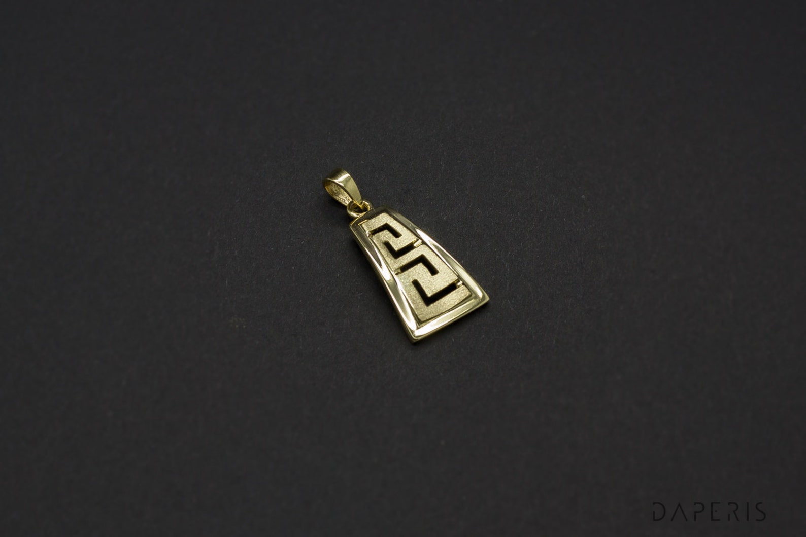 Greek Key Gold Pendant, 14K Solid Gold Pendant, Greek Meander Charm ...