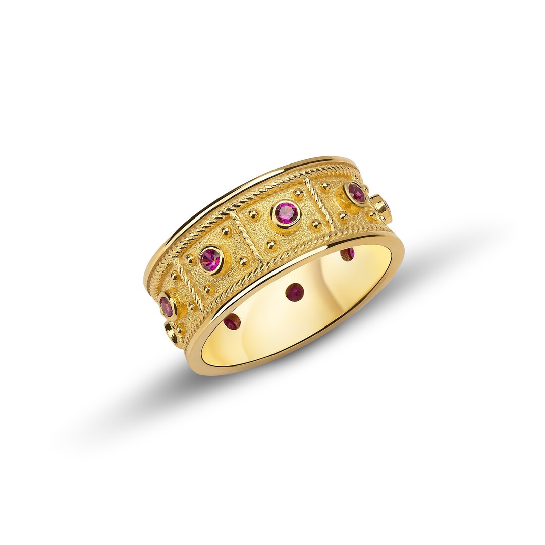 Byzantine Band Ruby Ring, Ruby Pave Ring, Byzantine Ruby Ring, Ruby ...