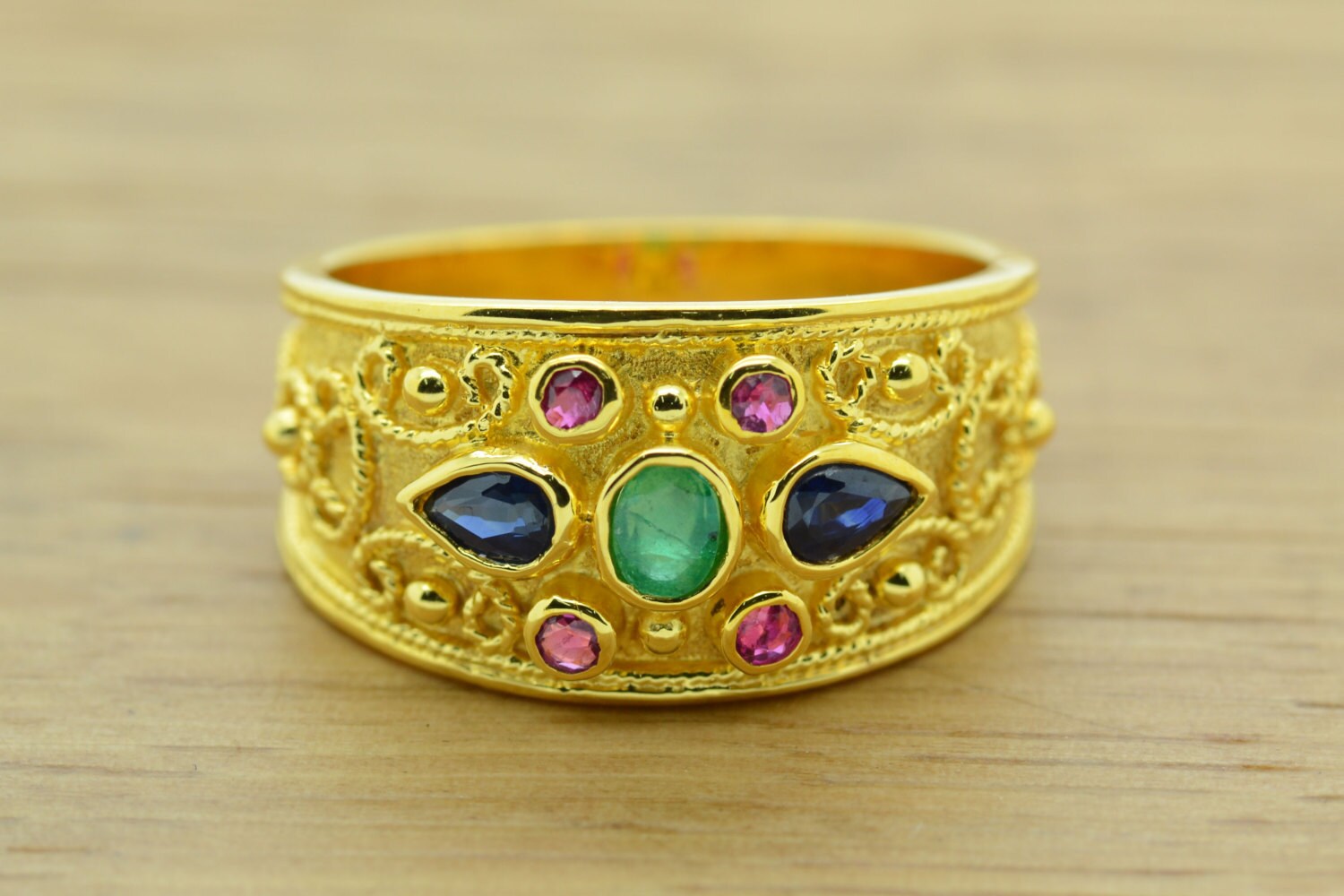 Vintage Inspired Rings, Gemstone Filigree Ring, Solid Gold Boho Rings ...