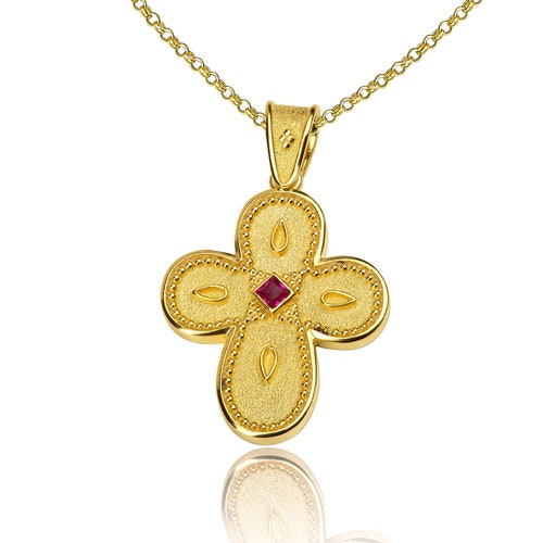 Ruby Cross Byzantine Cross Greek Cross Gold Cross Orthodox - Etsy