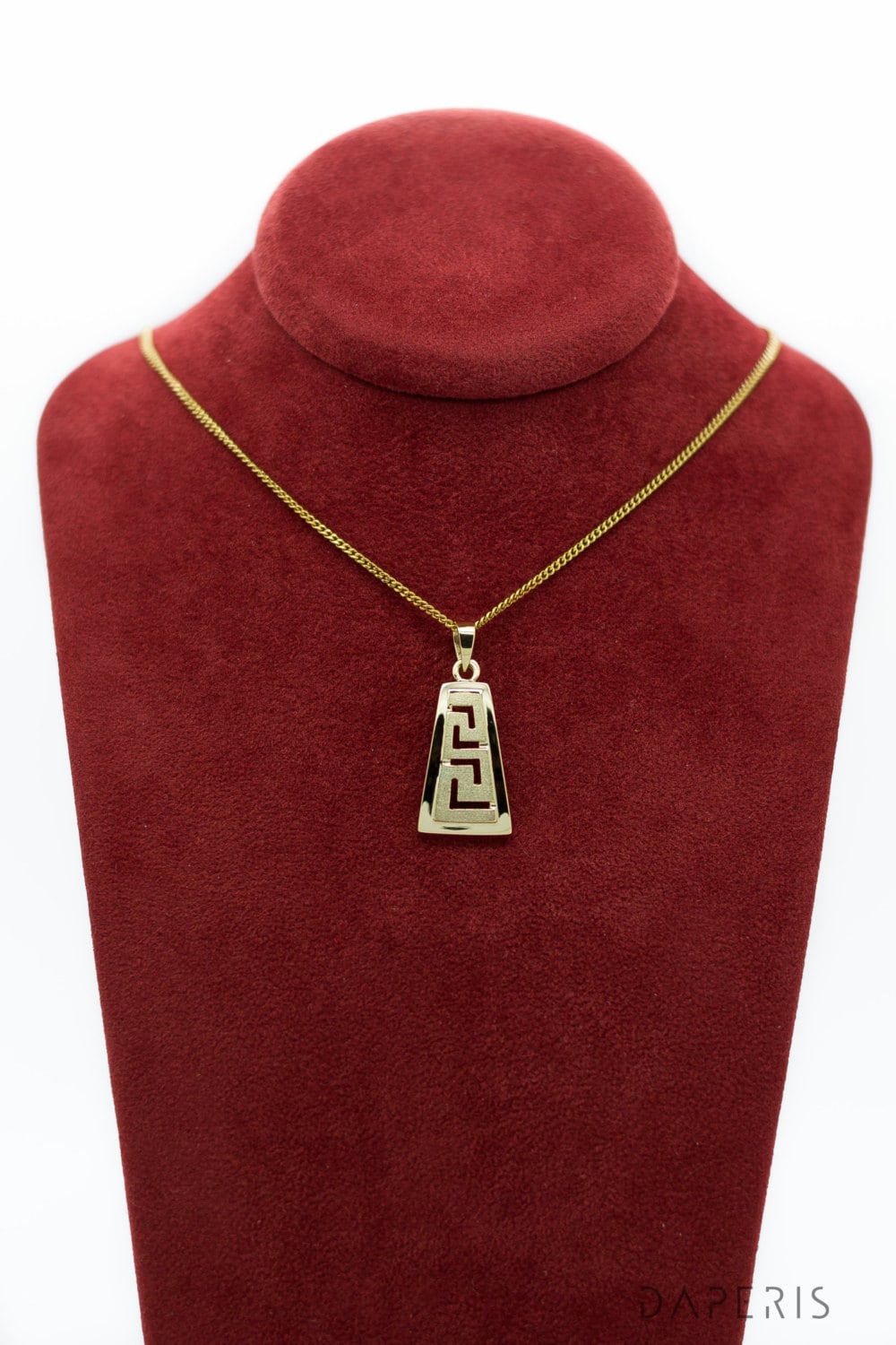 Greek Key Gold Pendant, 14K Solid Gold Pendant, Greek Meander Charm ...