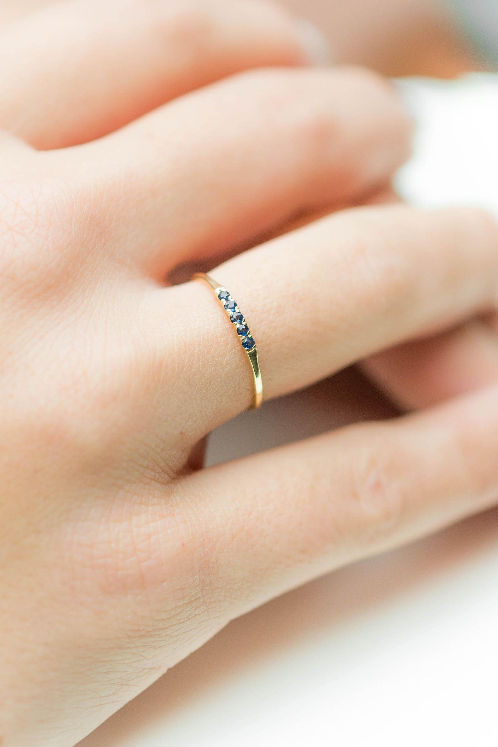 Micro Pave Band, Micro Pave Sapphire Ring, Half Eternity Band, Thin ...
