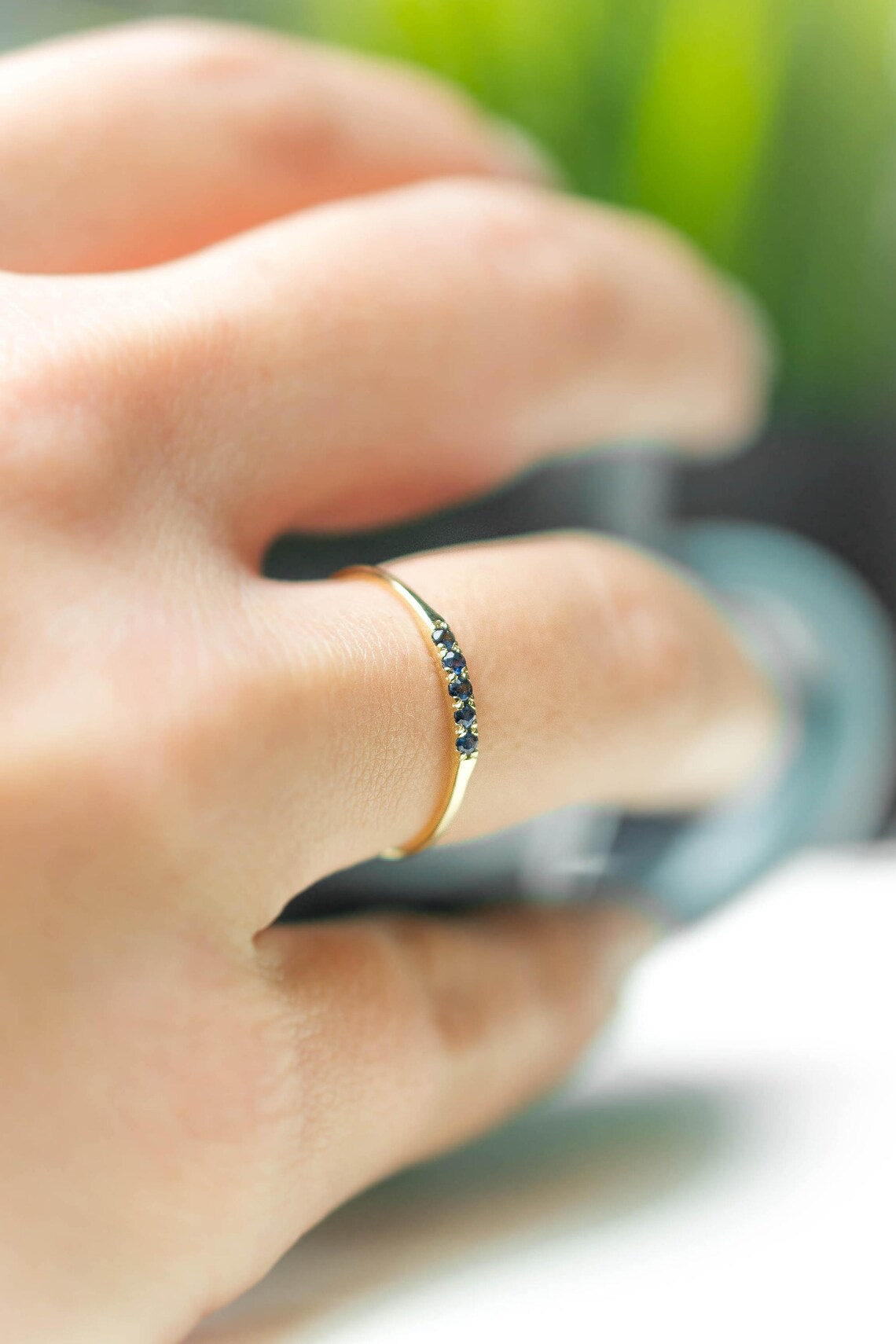 Micro Pave Band Micro Pave Sapphire Ring Half Eternity Band - Etsy