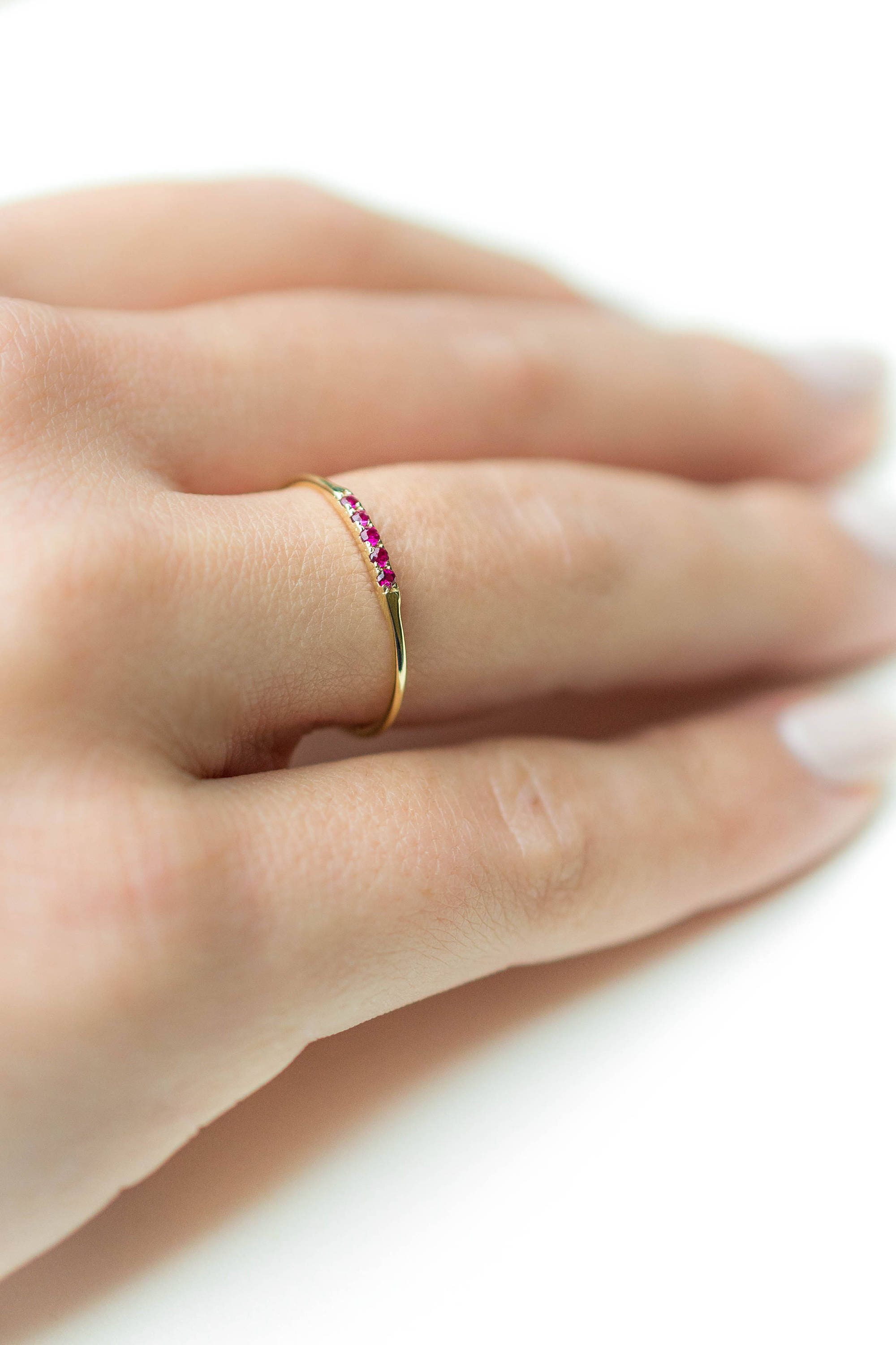 Micro Pave Band Micro Pave Ruby Ring Half Eternity Band - Etsy