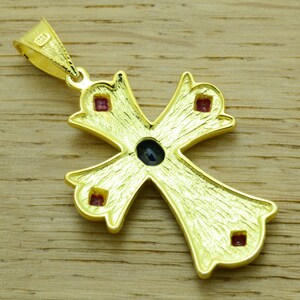 Greece Orthodox Cross, 14K Solid Gold Byzantine Cross Blue Oval ...