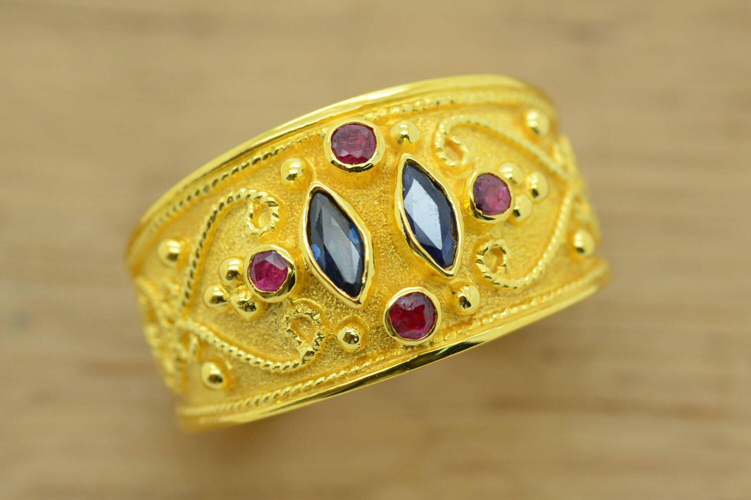Filigree 14K Gold Engagement Ring, Etruscan Byzantine Style - Etsy