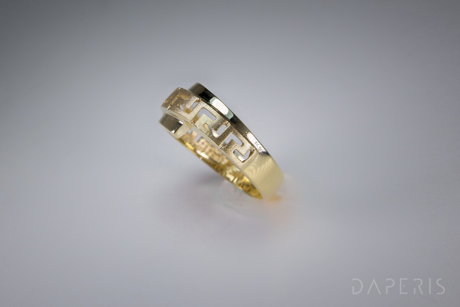 Offset Ring Greek Key Ring 14K Solid Gold Grecian Ring Greek - Etsy