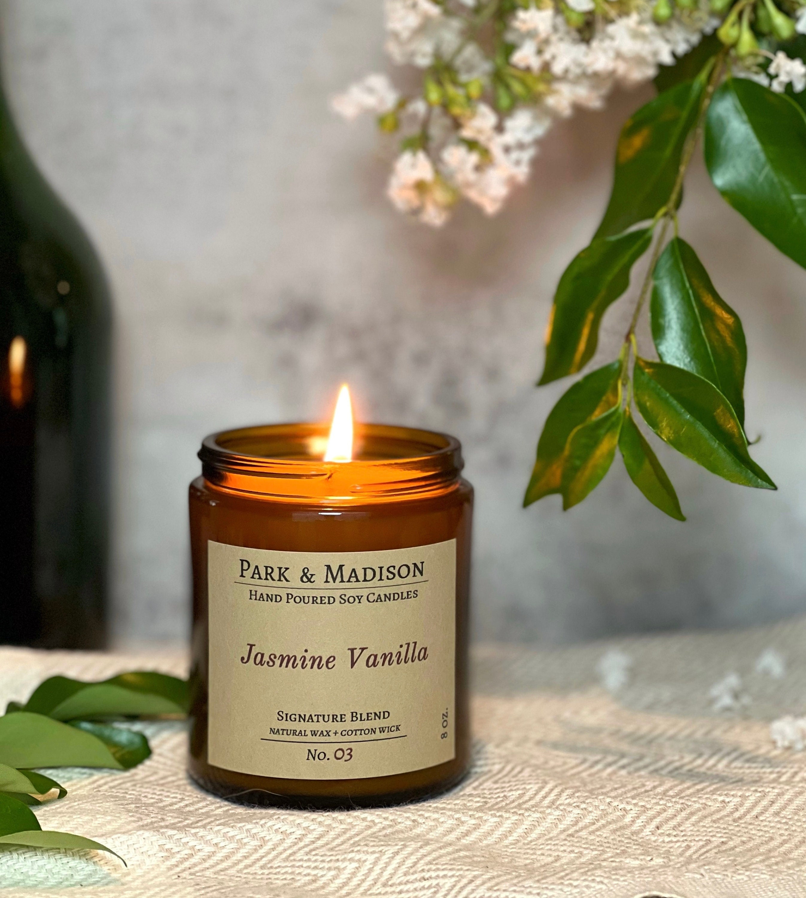 Jasmine Vanilla Soy Candle Floral Candle Vanilla Candle - Etsy