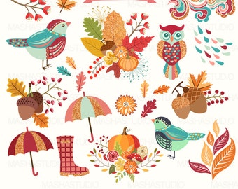 Fall leaves clipart | Etsy
