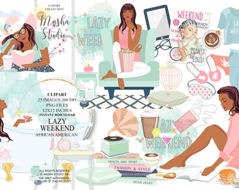 Weekend clipart: LAZY WEEKEND CLIPART relaxing | Etsy