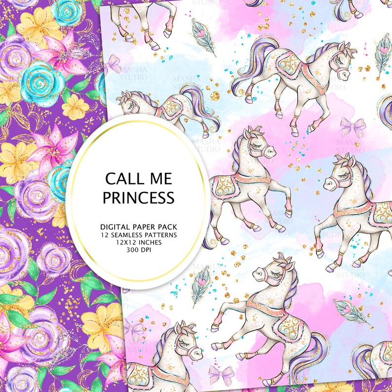 Princess Digital Paper, Princess Pattern, Prince Digital Paper ...