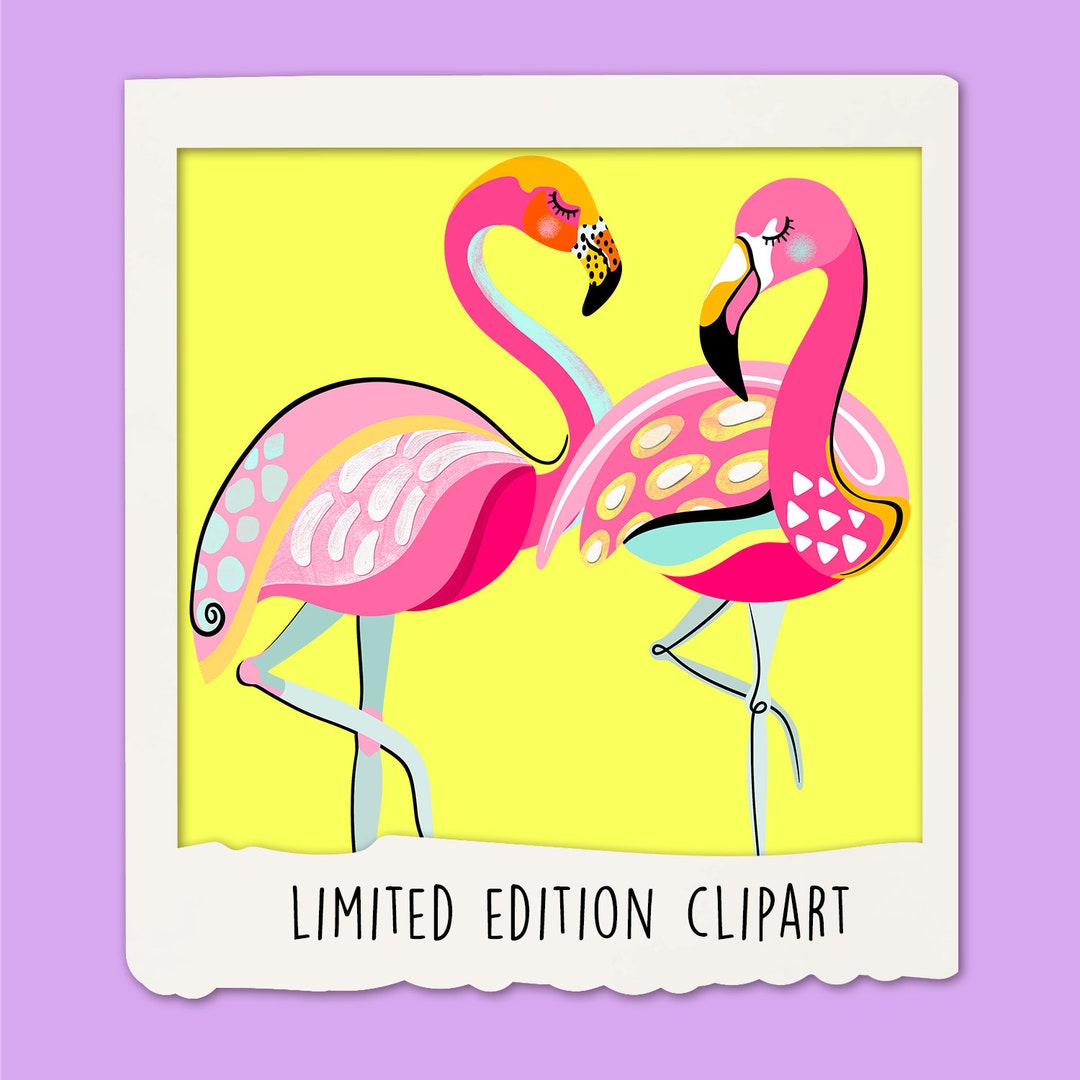 Flamingo Clipart, Abstract Flamingo, Flamingo Illustration, Hand Drawn ...