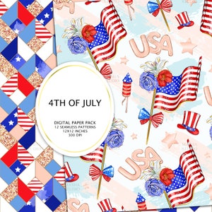 4th of July Digital Paper Pack, Independence Day Digital Papers, 4th of ...