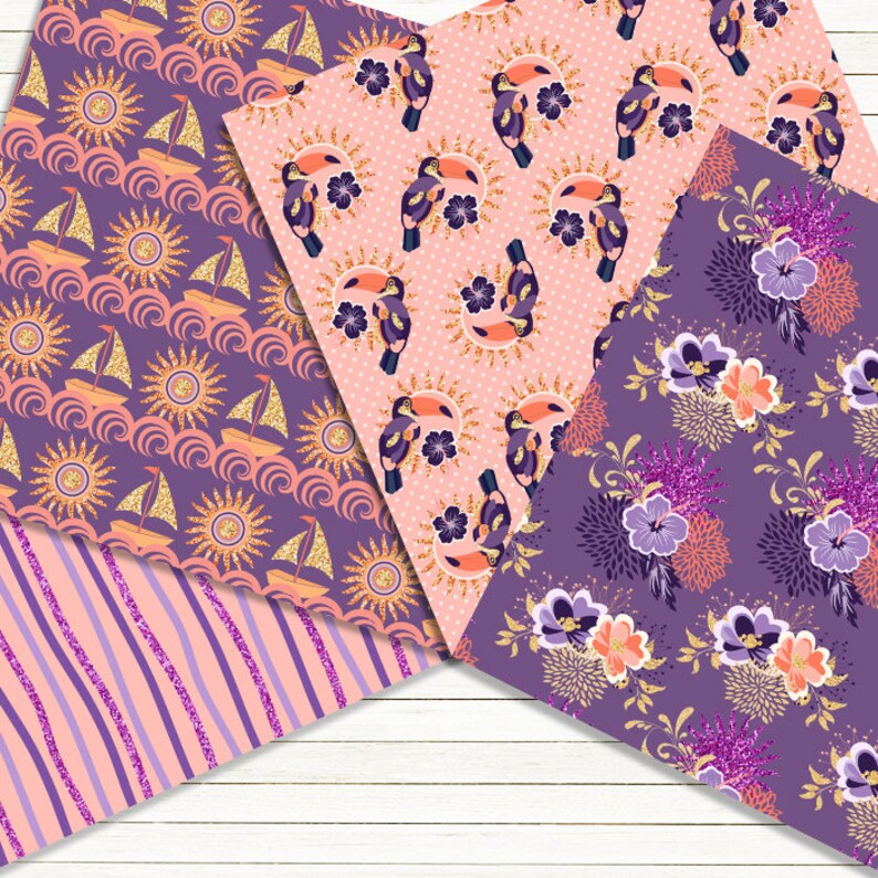 Sunset Papers: sunset Digital Papers With Sun - Etsy